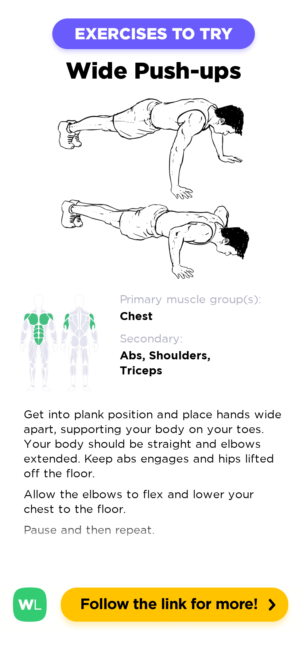 Wide Push ups Pushups WorkoutLabs Exercise Guide