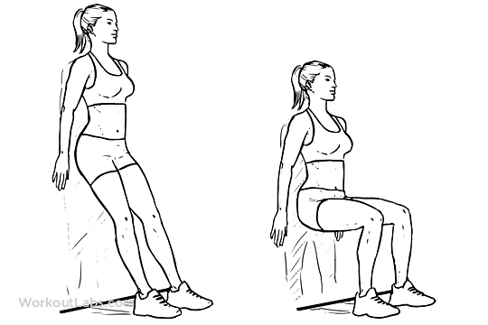 Wall Sit / Squat / Chair | Illustrated Exercise guide - WorkoutLabs